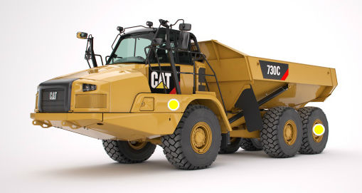 Caterpillar 730C Articulated Dump Truck Specs and Dimensions - VeriTread