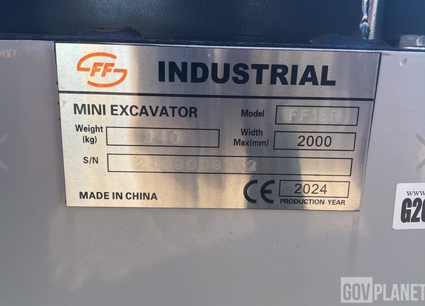 2024 FF Industrial FF18R Mini Excavator - Unused (On pallet) General ...
