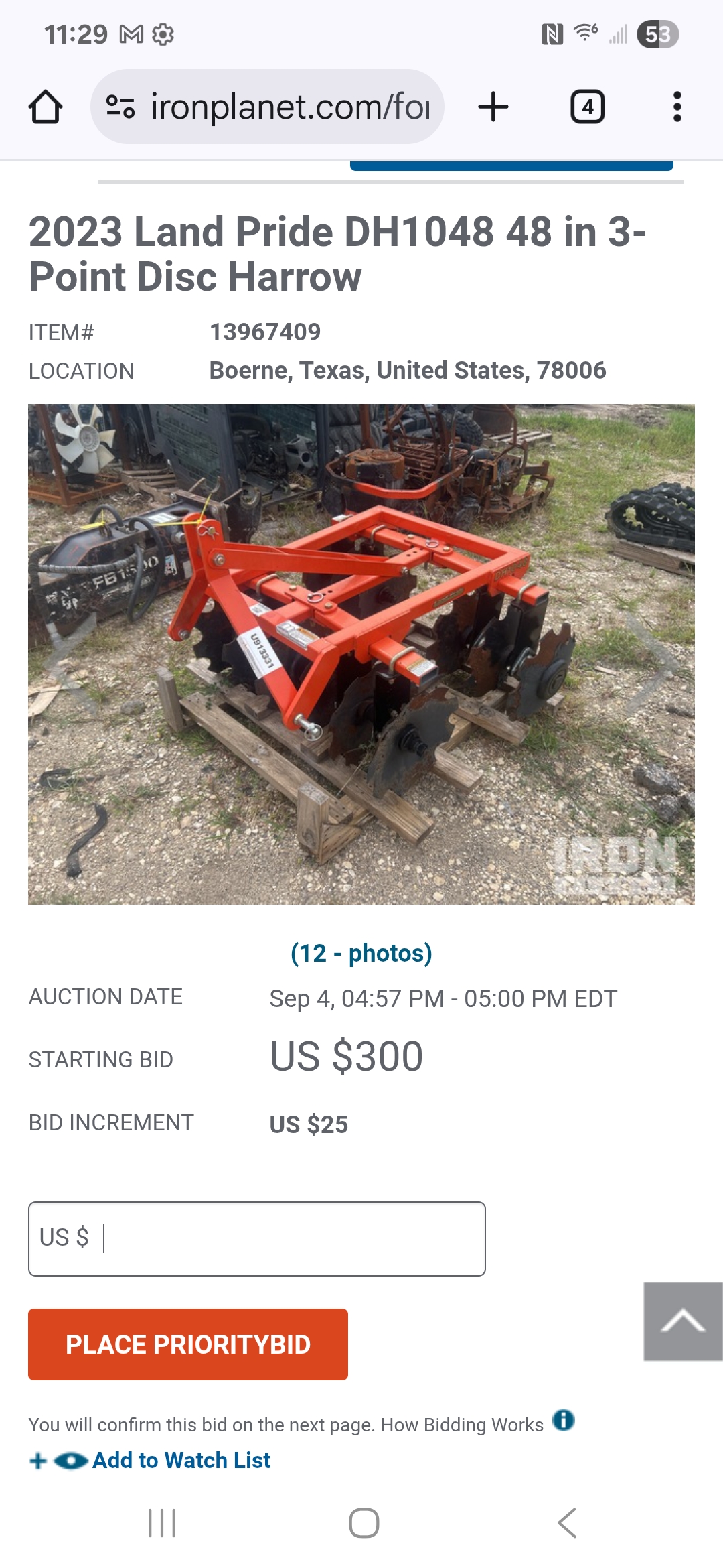 Land Pride Dh1048 Discs transport quote to Freeport, FL. VeriTread Load ...