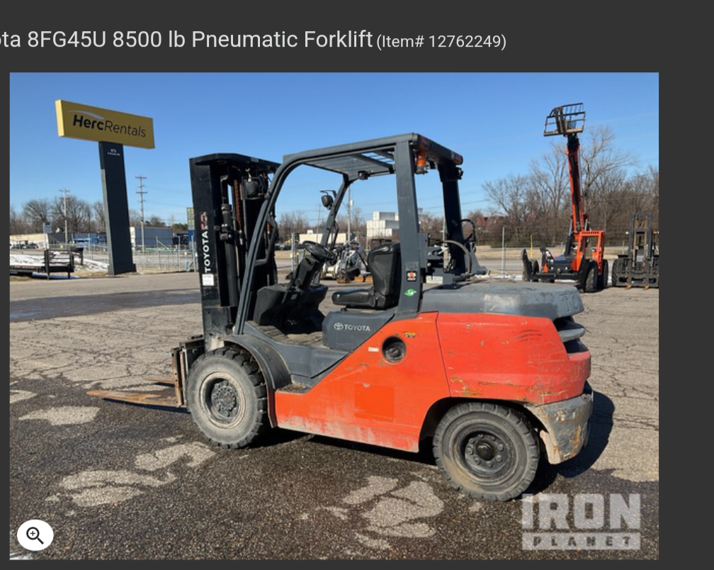 Toyota 8FG45U Forklifts - Pneumatic Tire transport quote to Glendale ...