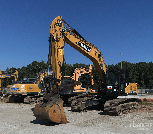Sany SY225 Excavators transport quote to Lanark, IL. VeriTread Load 1848453