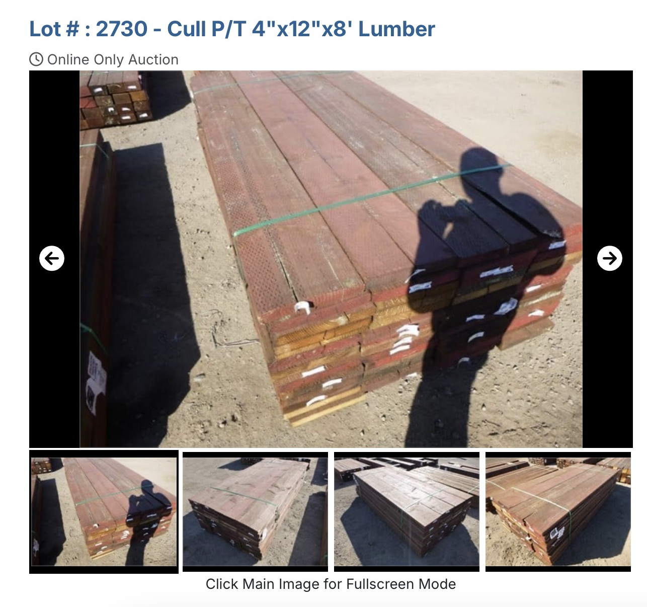 Pallet of CULL P/T 4" x 12" x 8' Lumber General Freight transport quote ...