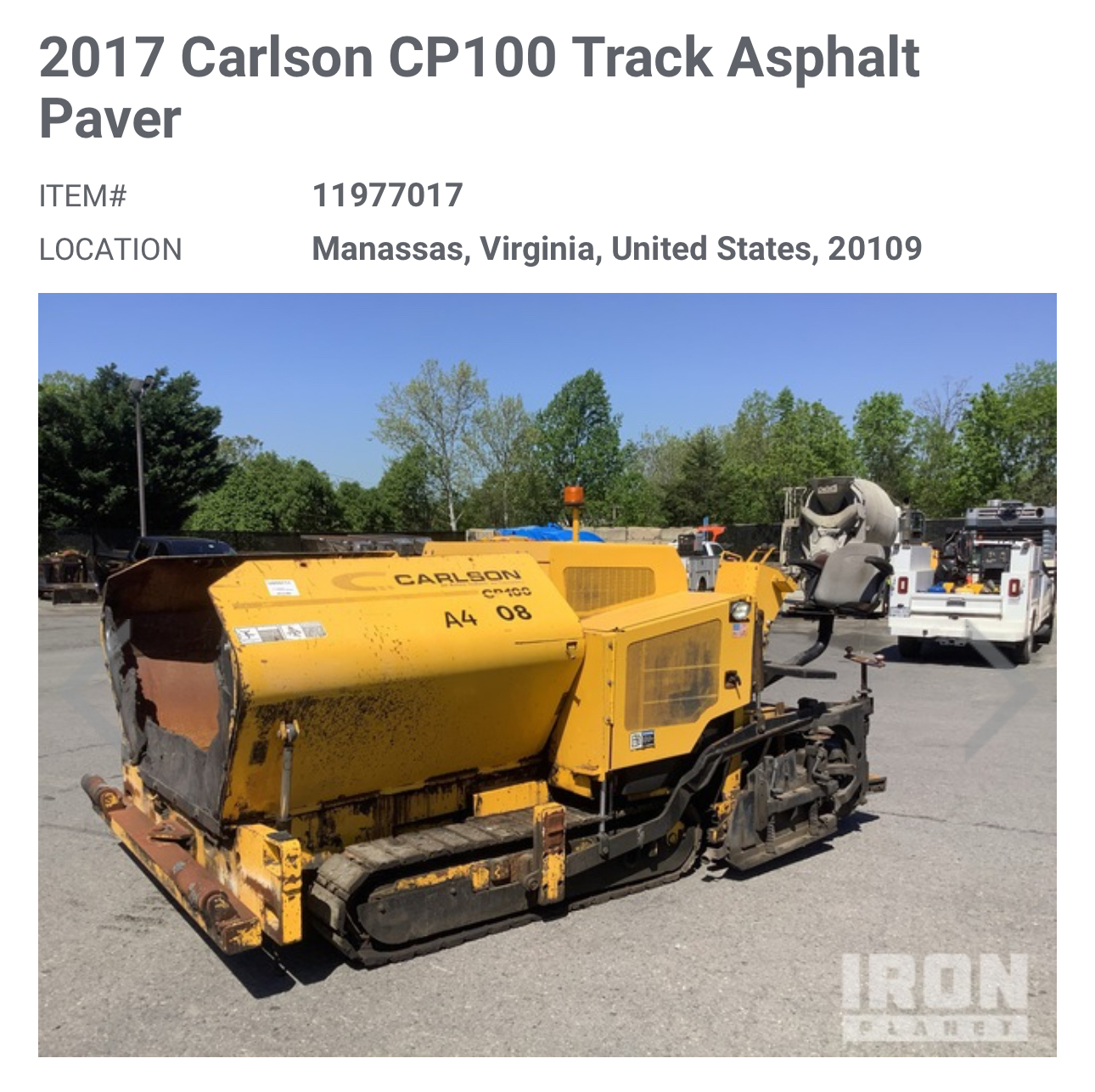 Carlson CP100 Pavers transport quote to Lebanon, MO. VeriTread Load 1735213